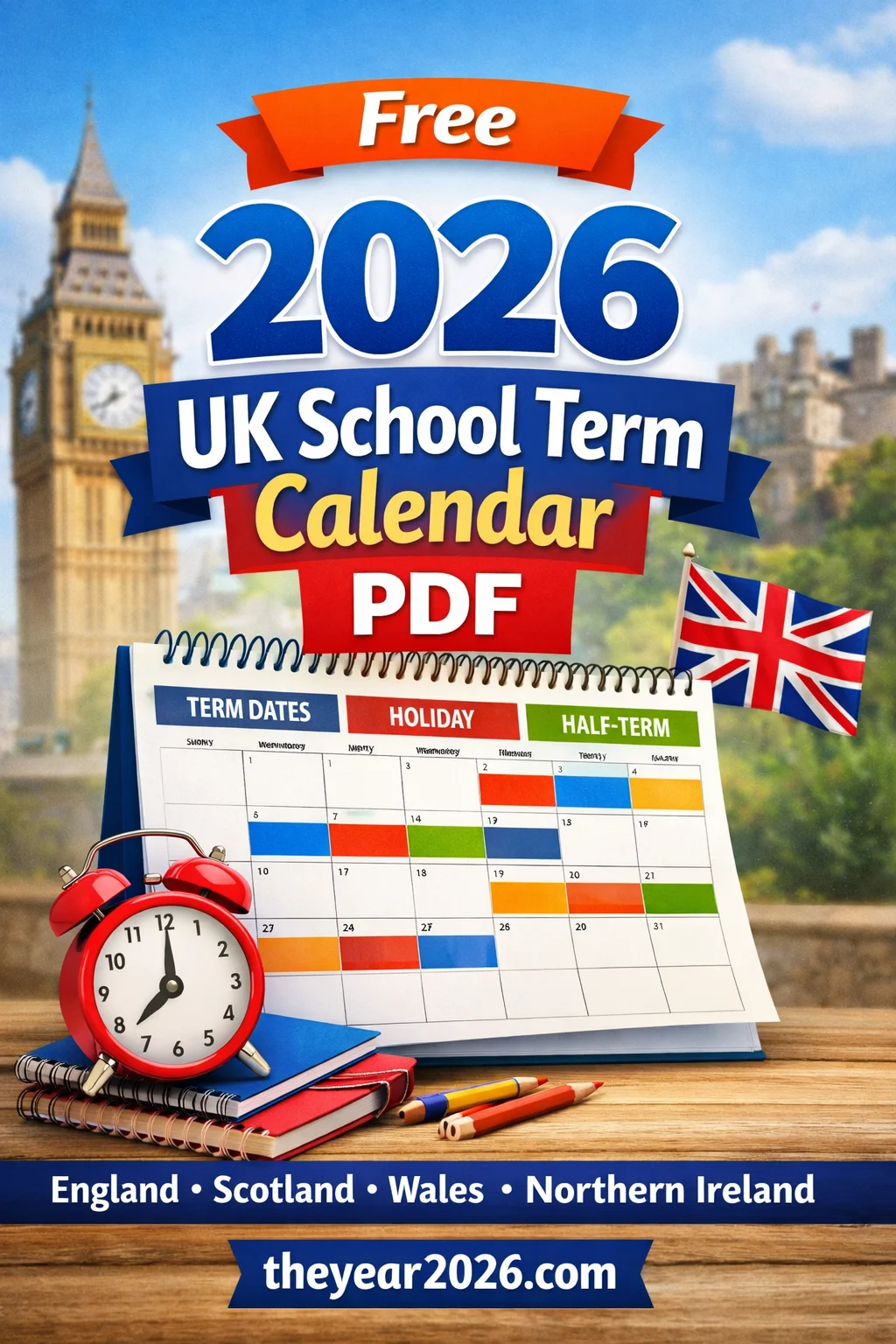 Free 2026 UK School Term Calendar PDF - The Year 2026
